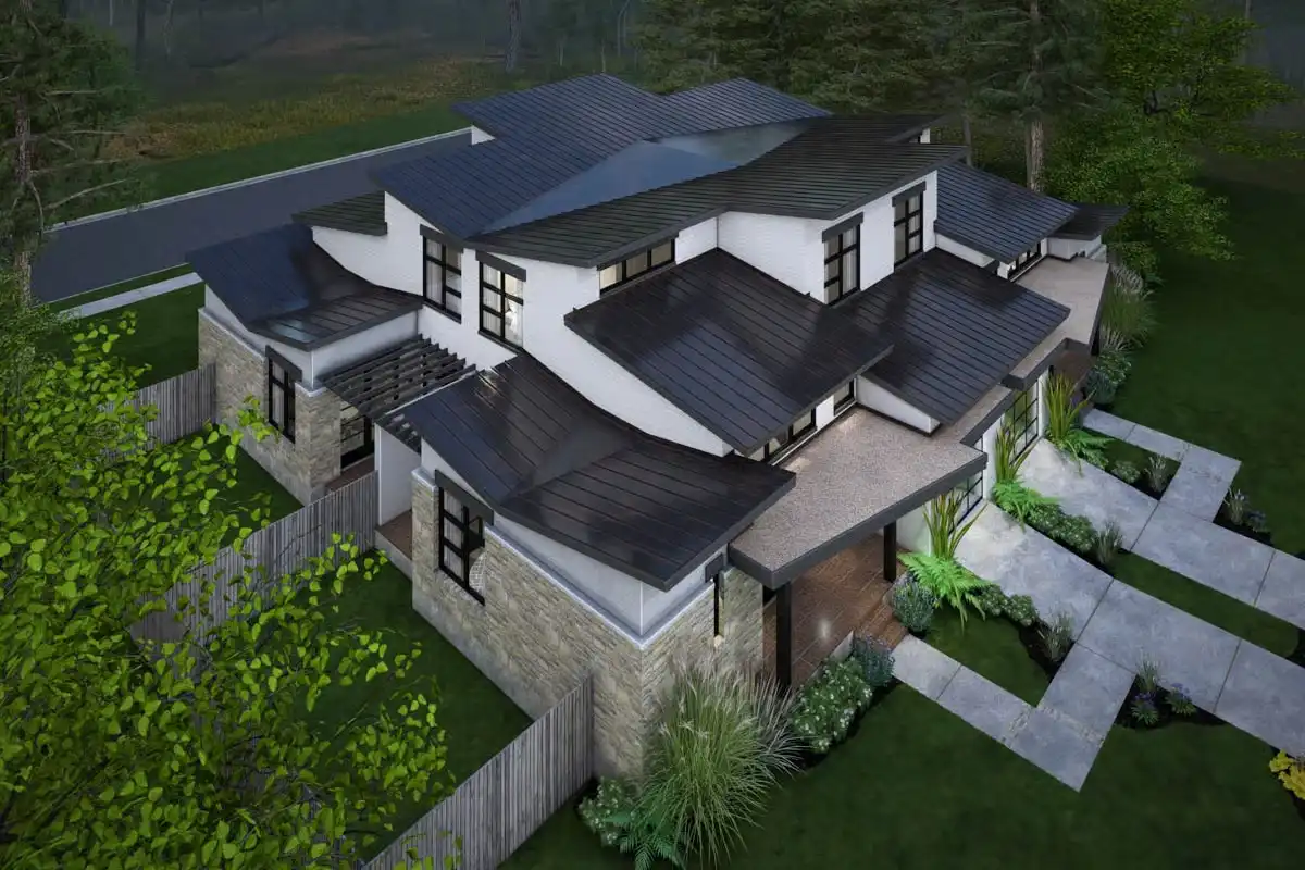 Two-Story Fourplex with Vaulted Great Room- 1380 Sq Ft Per Unit (Floor ...