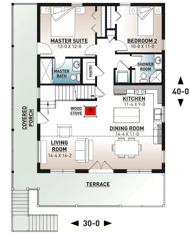 4-Bedroom Vacation House with Main-Level Master Bedroom - 2255 Sq Ft ...