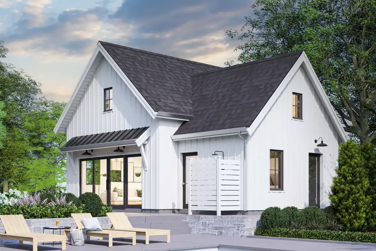 Two-Story Pool House with Loft Above - 587 Sq Ft (Floor Plans ...