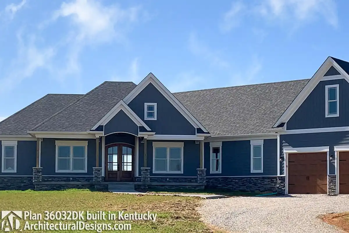 Craftsman House with Angled Garage - 2952 Sq Ft (Floor Plans) - TheCostGuys