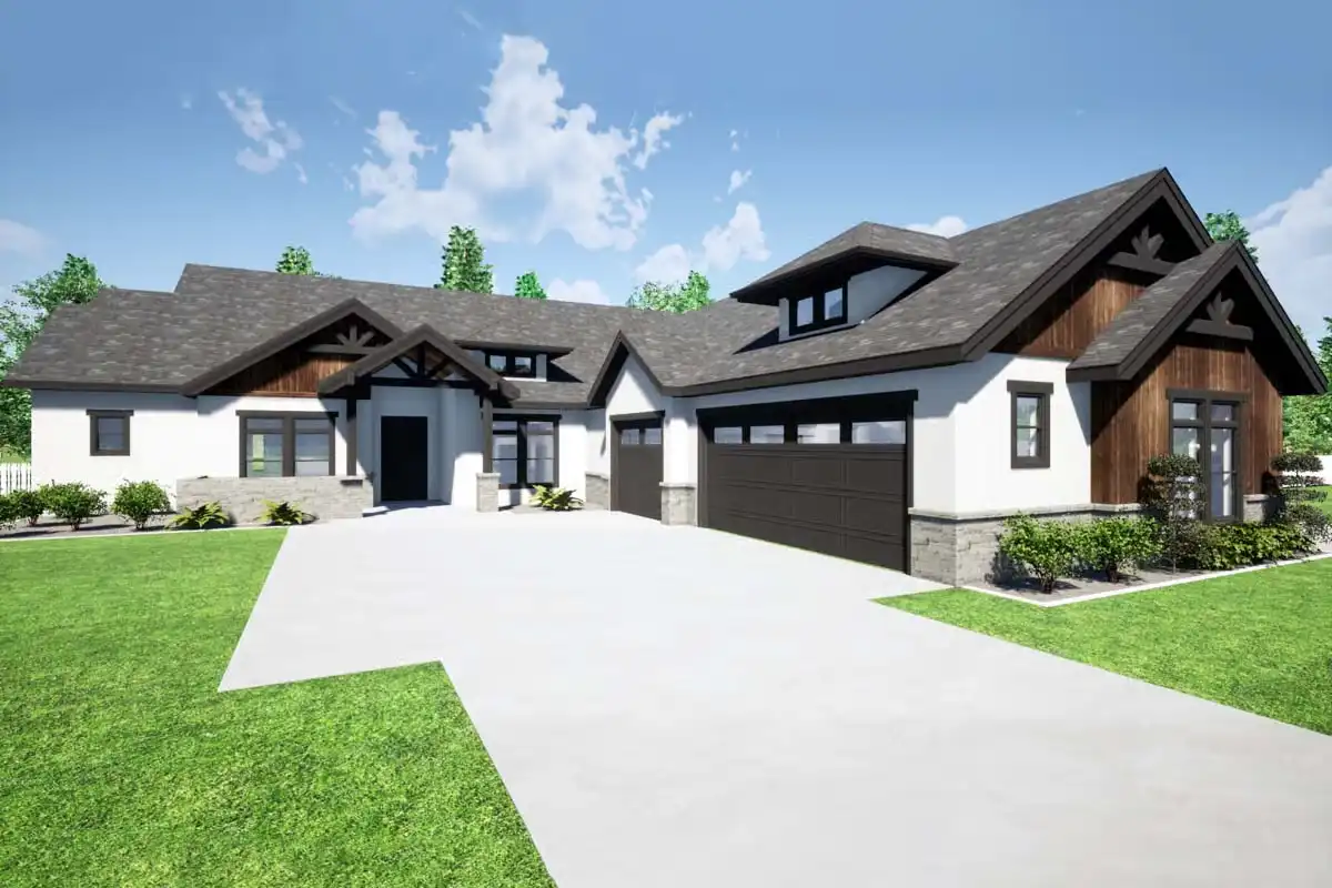 One-Story House with 3-Car Courtyard Garage and Flex Room - 2683 Sq Ft ...