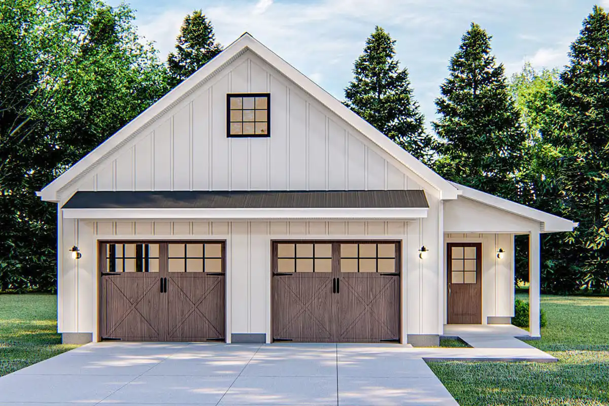 Modern Farmhouse Detached Garage with Pull-down Stairs (Floor Plans ...