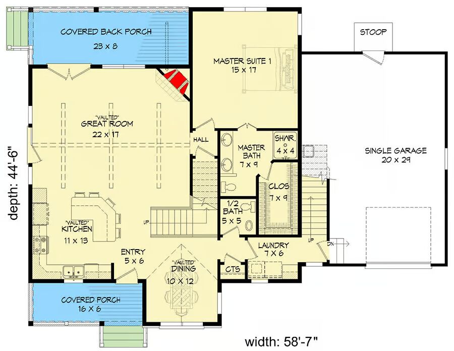 3-Bedroom Backwoods House with Attached 1-Car Garage (Floor Plans ...