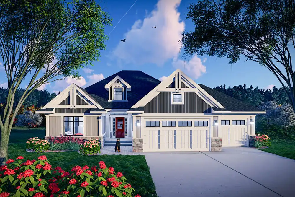 Craftsman Ranch House with Vaulted Great Room - 1569 Sq Ft (Floor Plans ...