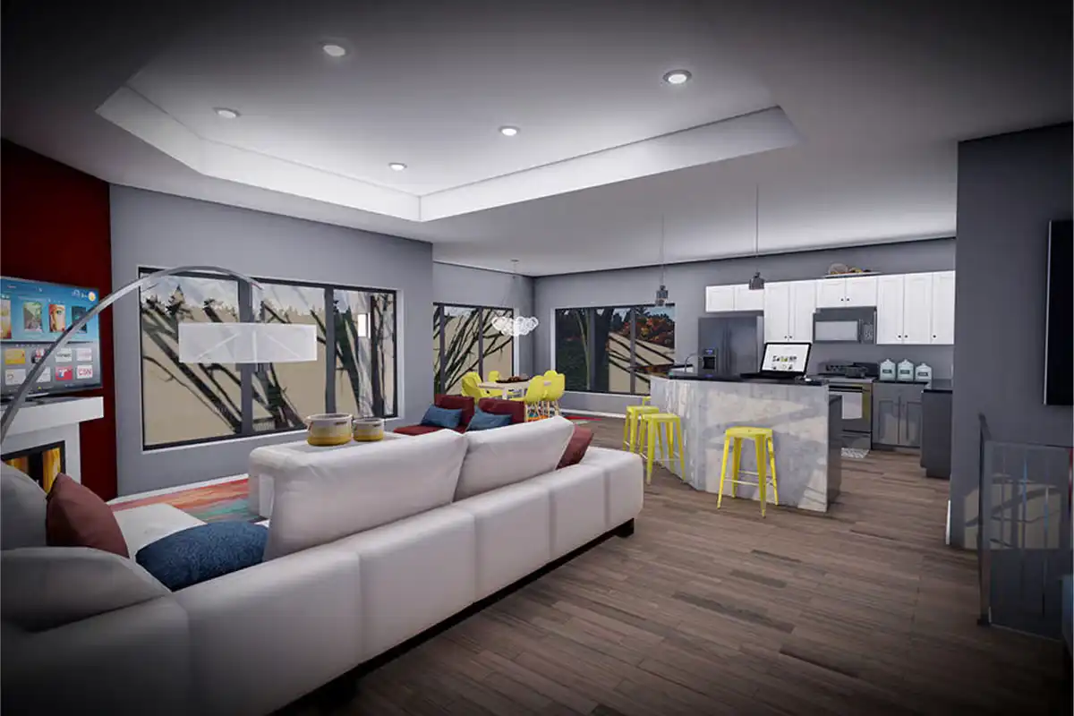 2-Bedroom Modern Ranch House with 3-Car Garage - 1569 Sq Ft (Floor ...