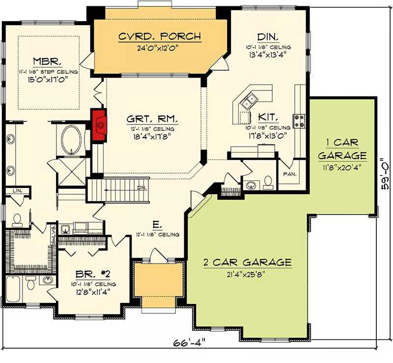2-Bedroom Prairie Influenced House (Floor Plans) - TheCostGuys