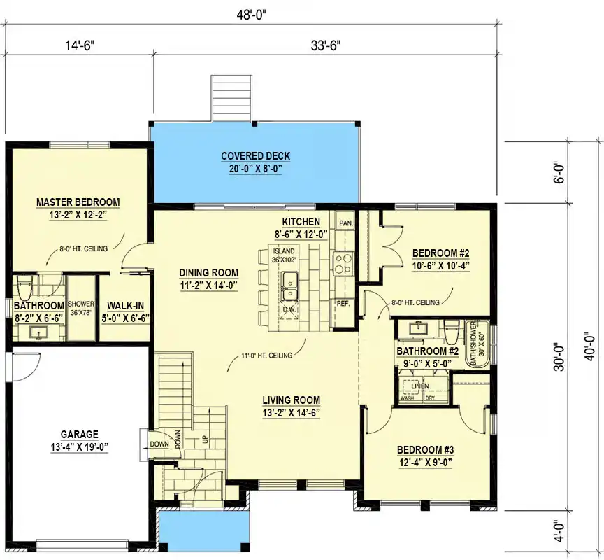 3-Bedroom Contemporary Ranch with Split-bed Layout (Floor Plans ...