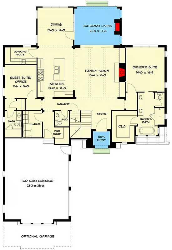 Transitional Acadian House with First-floor Office and Owner's Suite ...